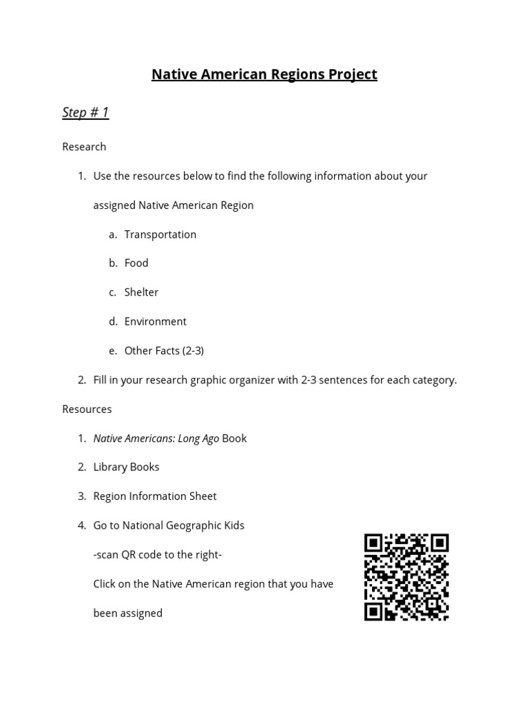 Native American Regions Project Guide | PDF | Science & Mathematics