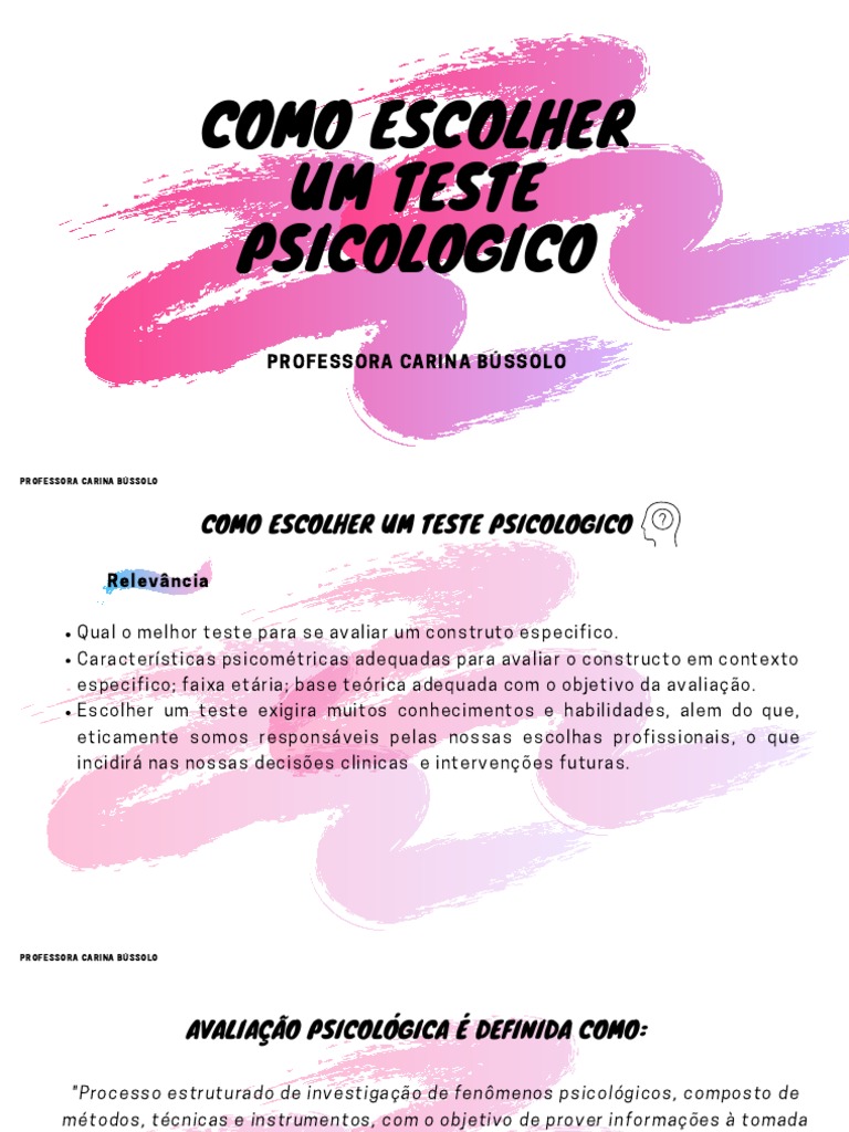 Como Escolher Um Teste Psicológico | PDF | Avaliação psicológica ...