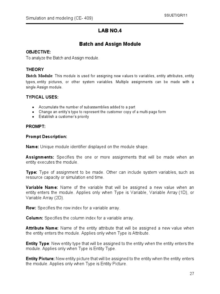 Lab No.4 Batch and Assign Module: SSUET/QR/11 | PDF | Array Data Type | Variable (Computer Science)