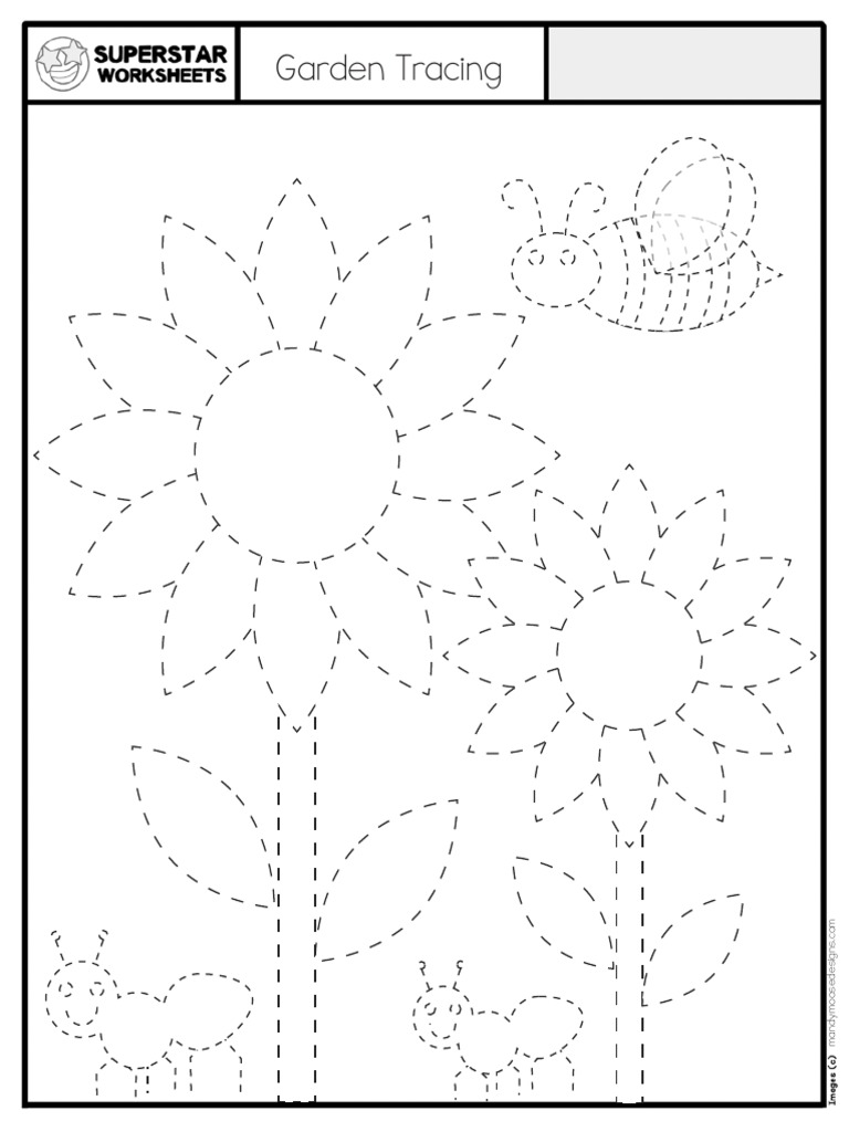Garden Tracing Worksheets for Kids | PDF