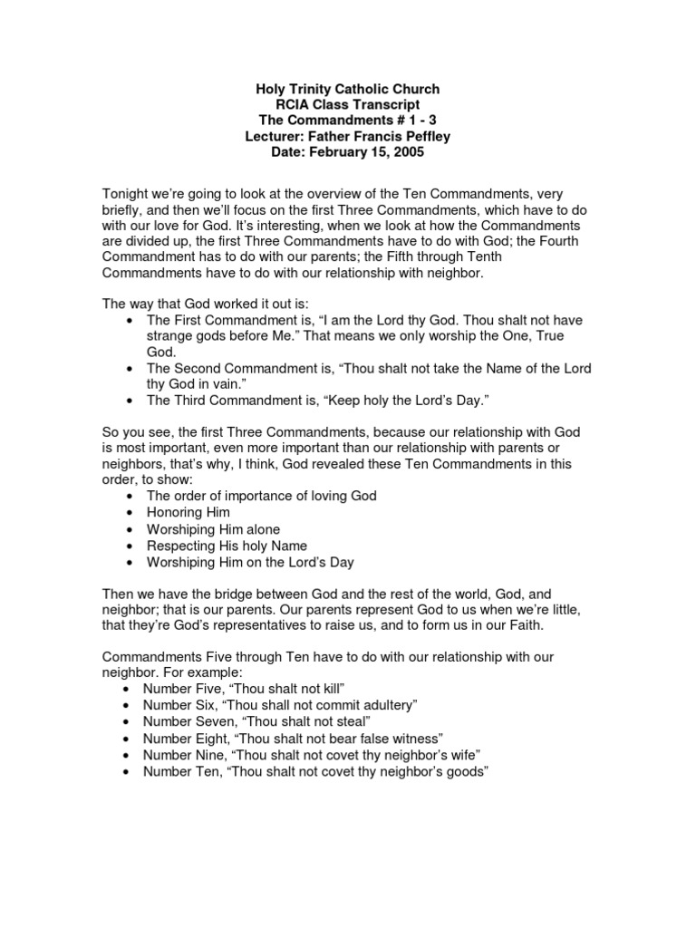 The Commandments 1-3 Class Lecture | PDF | Ten Commandments | Saint