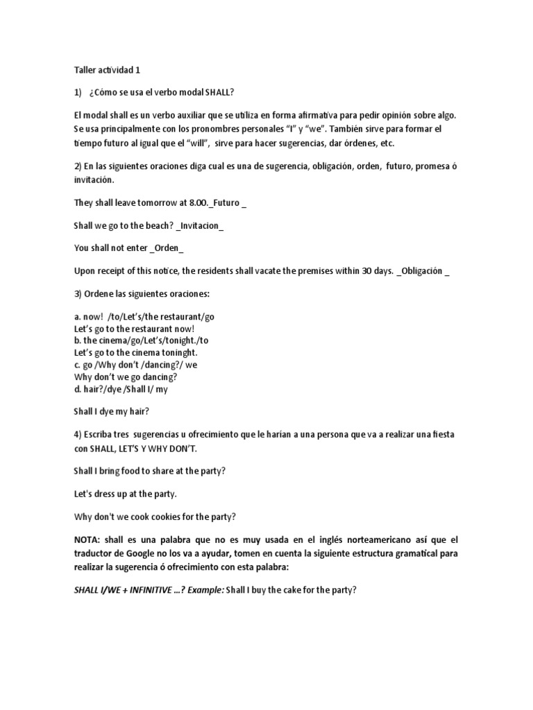 Modal Verb Shall, Let's y Why Don't We? | PDF