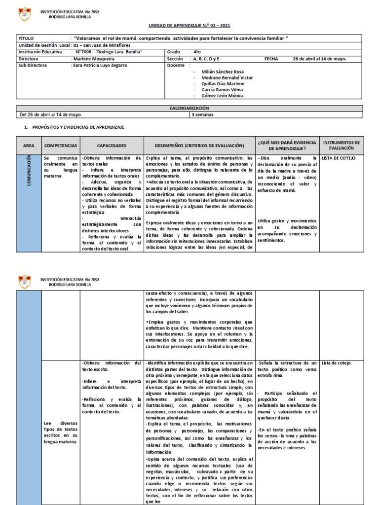 Unidad 02 - 4to Grado | PDF | Organismos | Biodiversidad