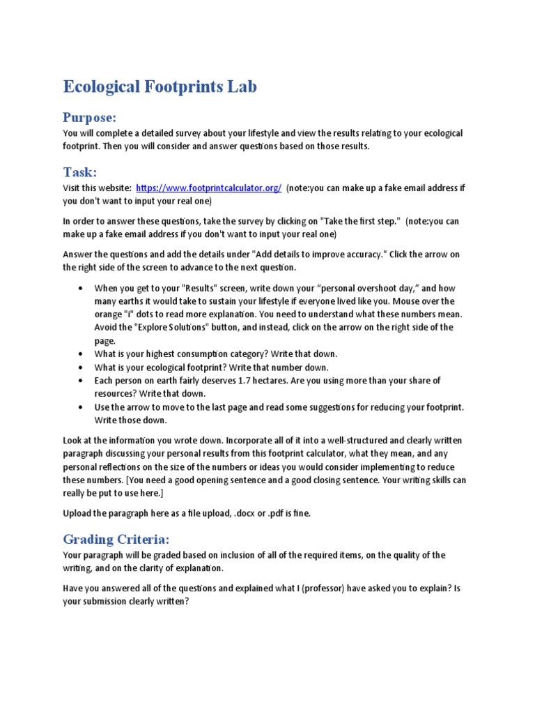 Ecological Footprints Lab | PDF | Career & Growth | Social Science