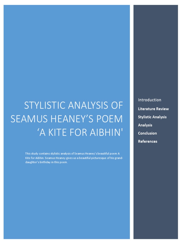 Stylistic Analysis of Seamus Heaney's Poem A Kite For Aibhin | PDF ...