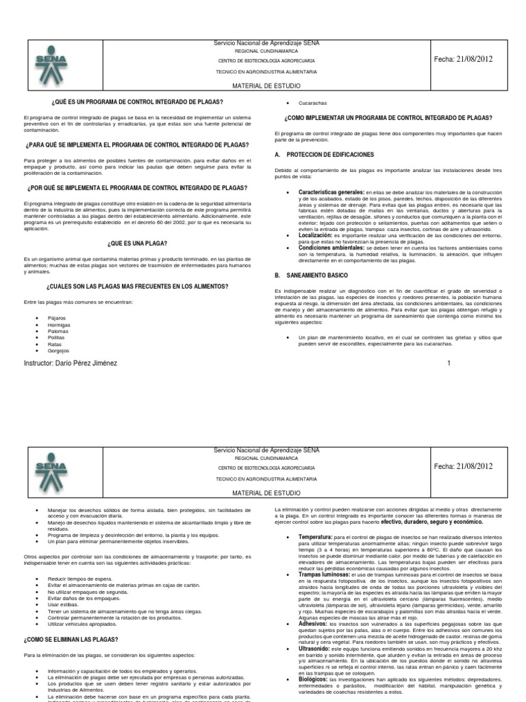 101 2021 Programa de Control Integrado de Plagas | PDF | Pesticida ...