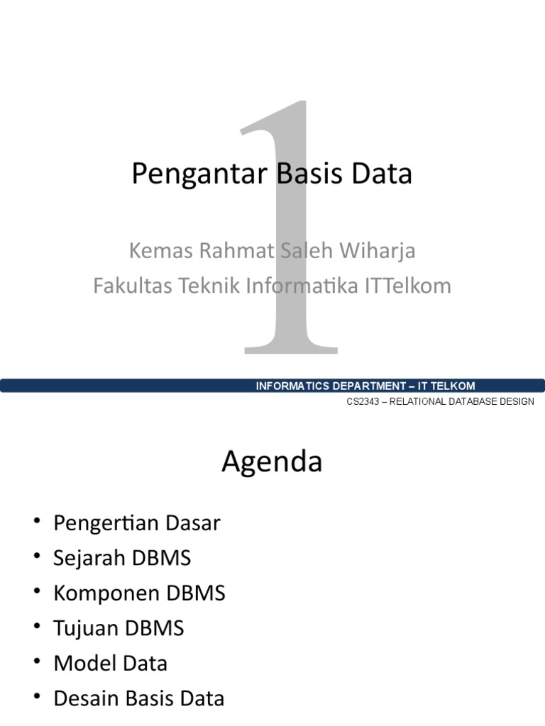 Pengantar Basis Data: Kemas Rahmat Saleh Wiharja Fakultas Teknik Informatika Ittelkom | PDF ...