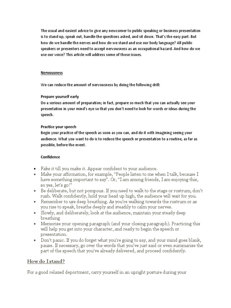 Nervousness: How Do I Stand? | PDF | Body Language | Gesture