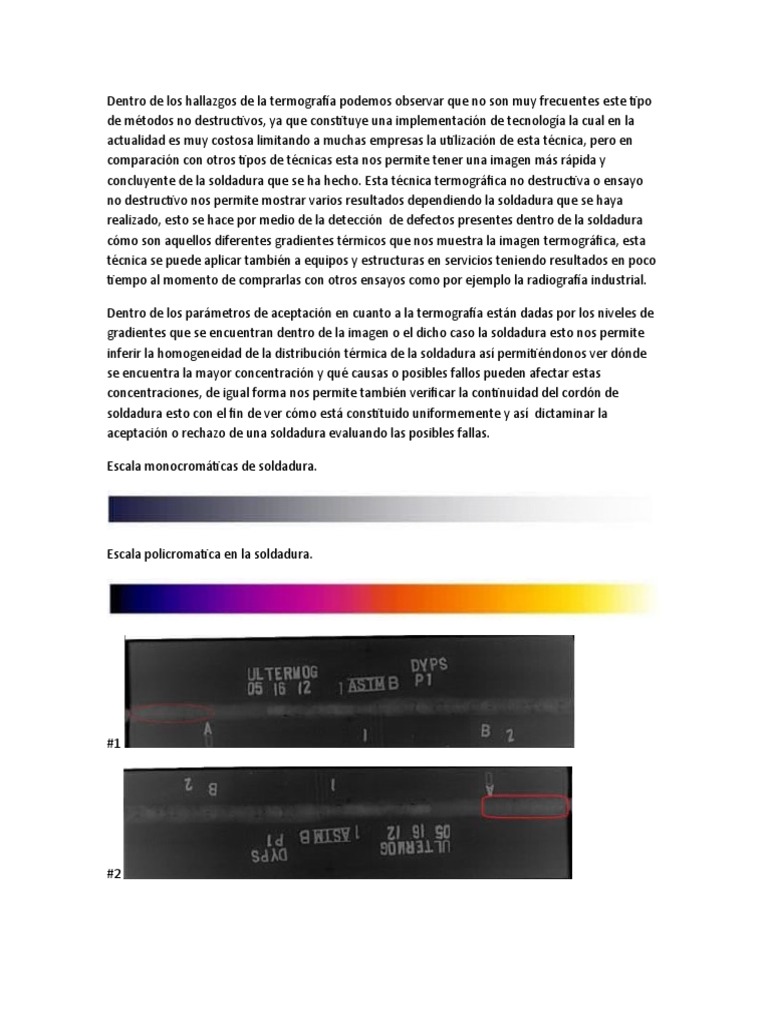 Termografía en Soldaduras: Análisis Efectivo | PDF | Termografía ...