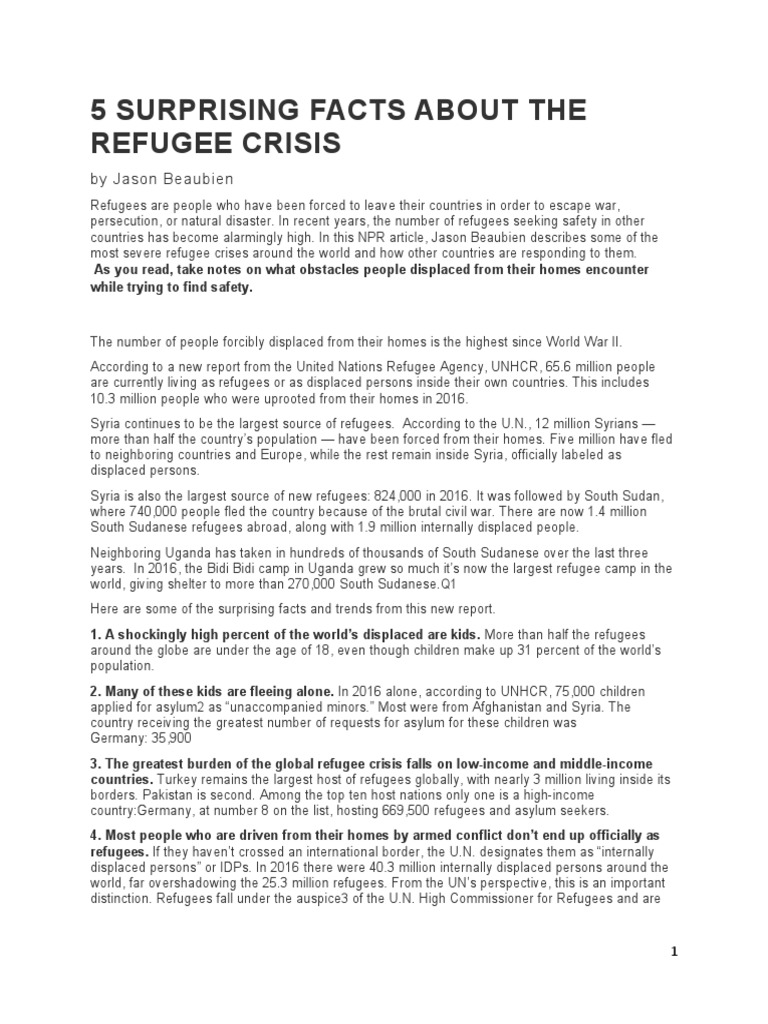 5 Surprising Facts About The Refugee Crisis | PDF | Refugee ...