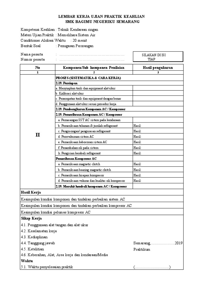 Reportsheet UKK Air Conditioning | PDF