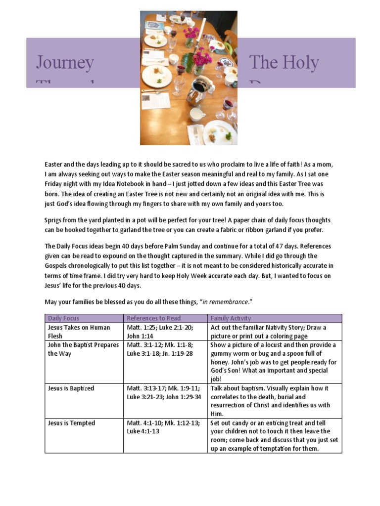 Journey Through The Holy Days | PDF | Jesus | Gospel Of Mark