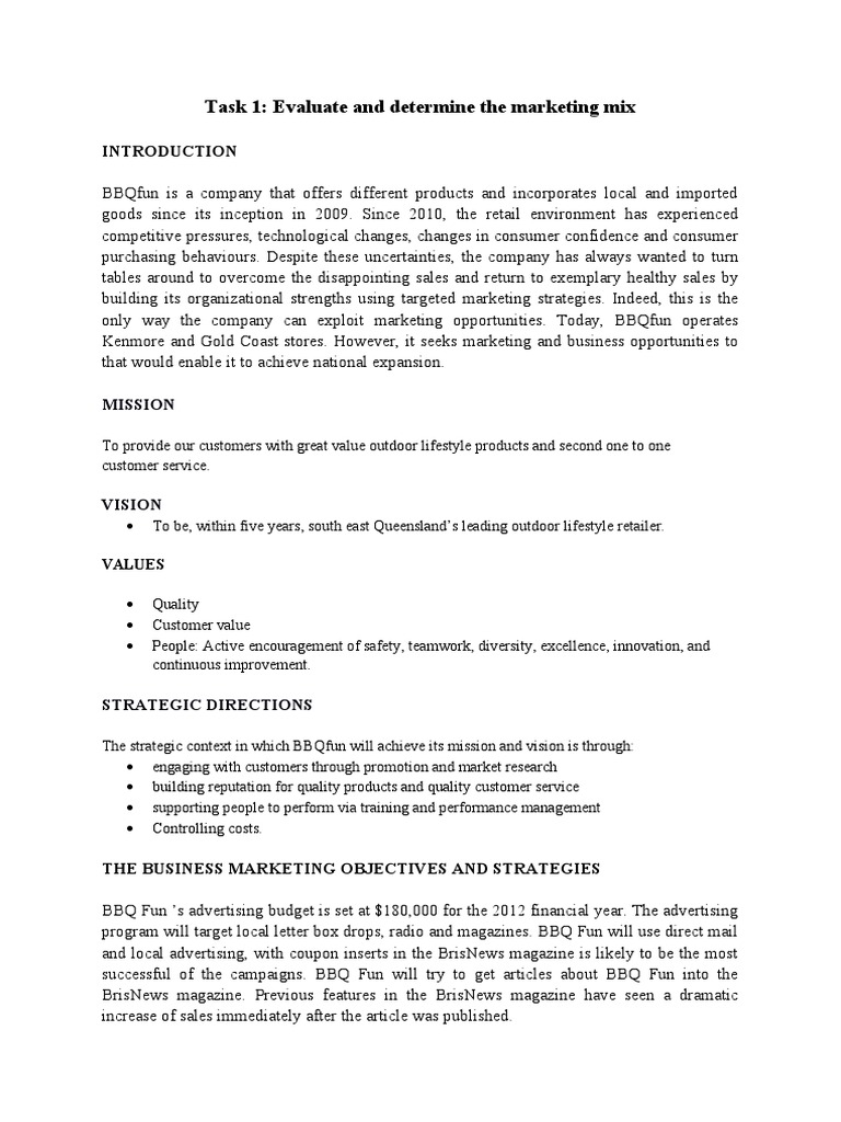 Bsbmkg502 BBQ Fun Task 1&2 | PDF | Swot Analysis | Marketing