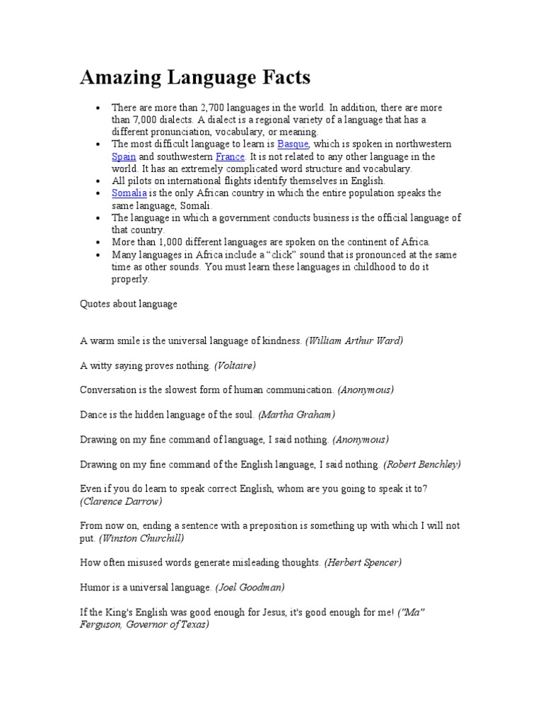 Amazing Language Facts | PDF | English Language | Symbols