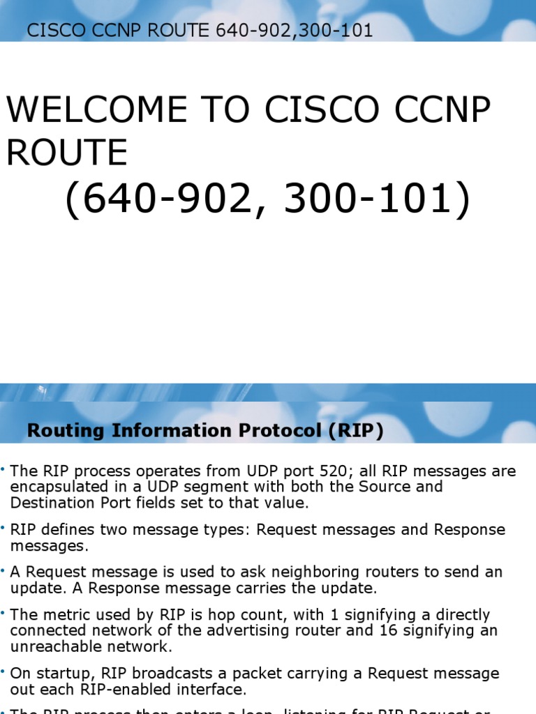 Welcome To Cisco CCNP Route | PDF | I Pv6 | Routing