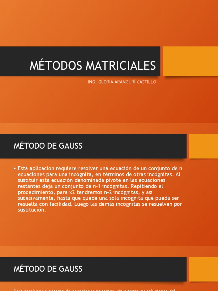 Métodos Matriciales | PDF | Sistema de ecuaciones lineales | Matriz ...