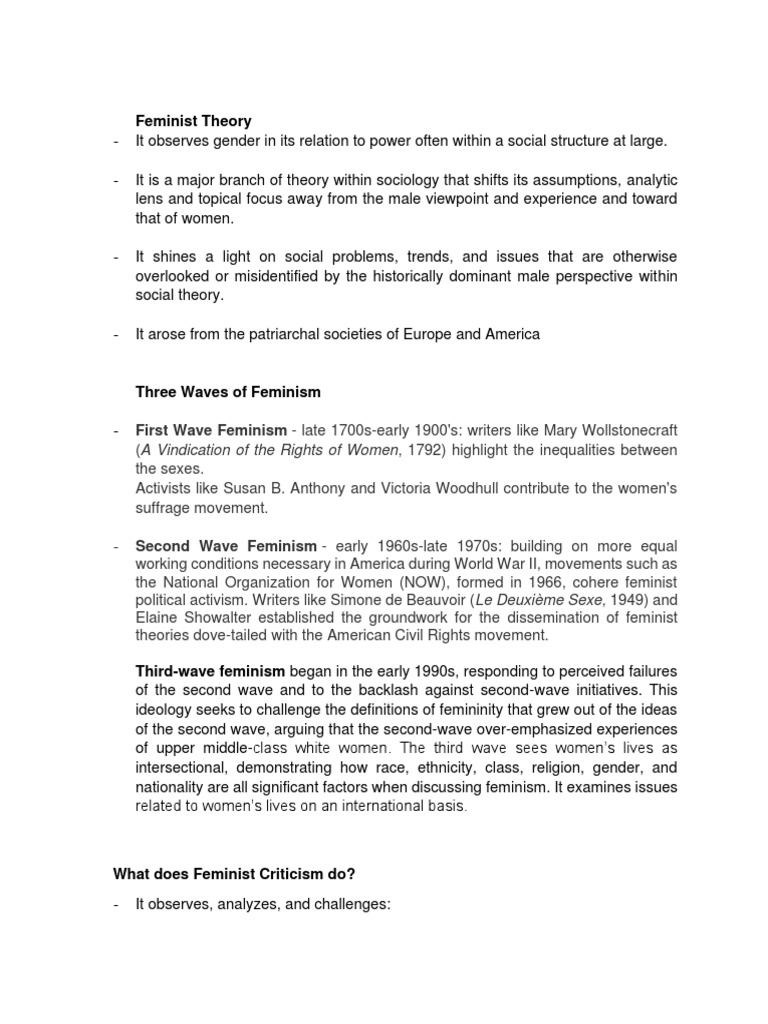 Mary Wollstonecraft and First Wave Feminism | PDF | Feminism | Gender ...