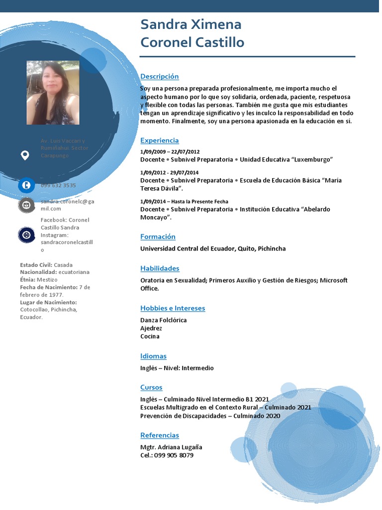 Curriculum - Sandra Coronel | PDF