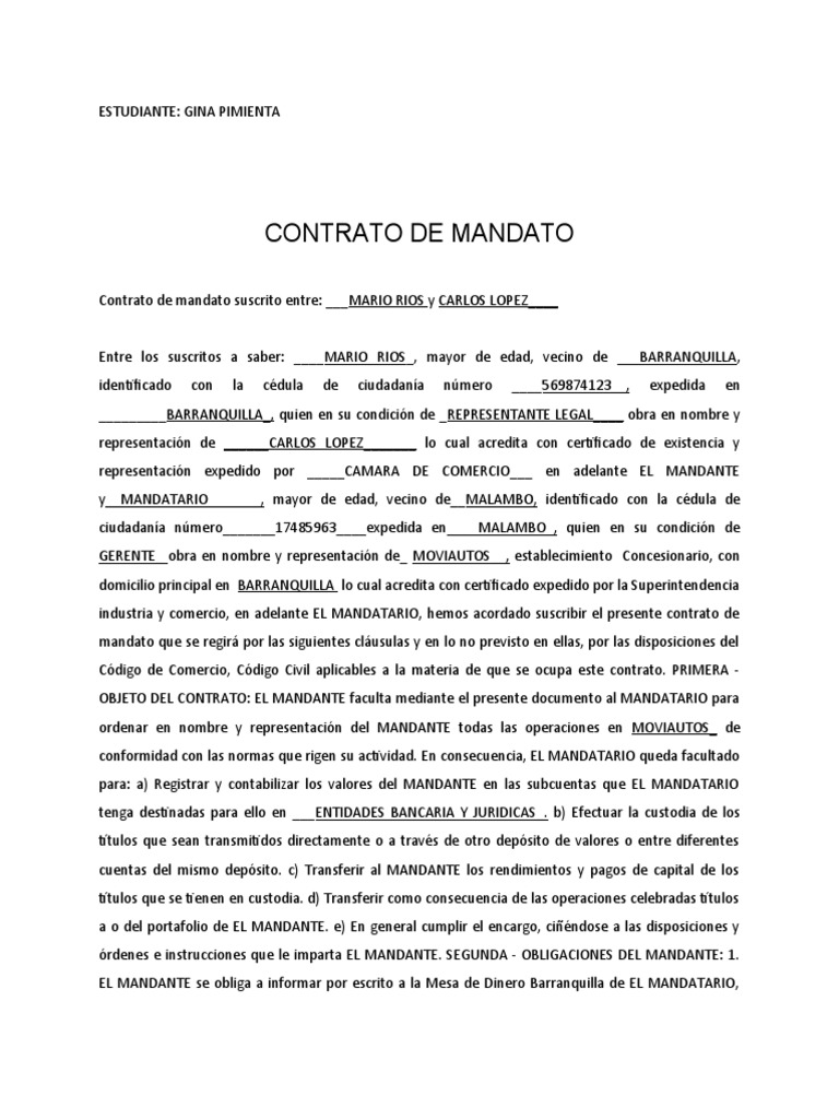 Contrato de Mandato | PDF | Economias