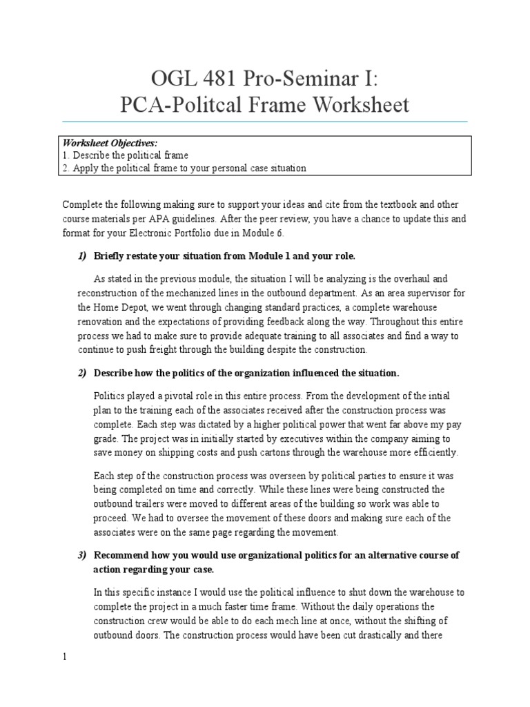 Alexis Johnston 4 Political Frame Worksheet | PDF | Human Nature ...