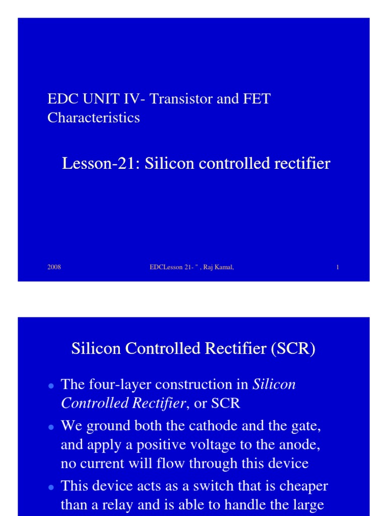 The Operation and Applications of Silicon Controlled Rectifiers | PDF | Rectifier | Field Effect ...