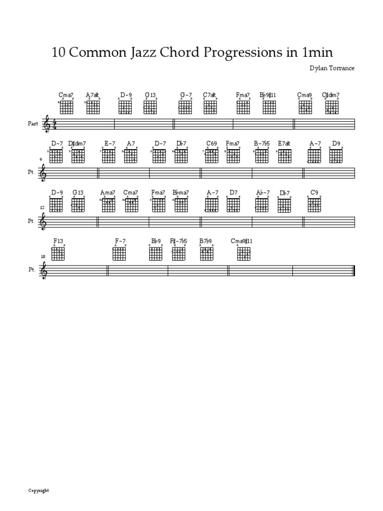 10 Common Jazz Chord Progression in 1m | PDF | Elements Of Music ...