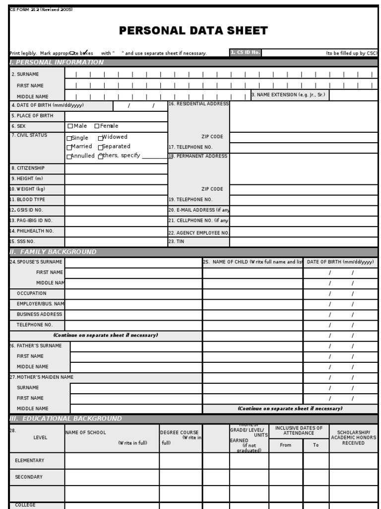 Personal Data Sheet | Crimes | Crime & Justice