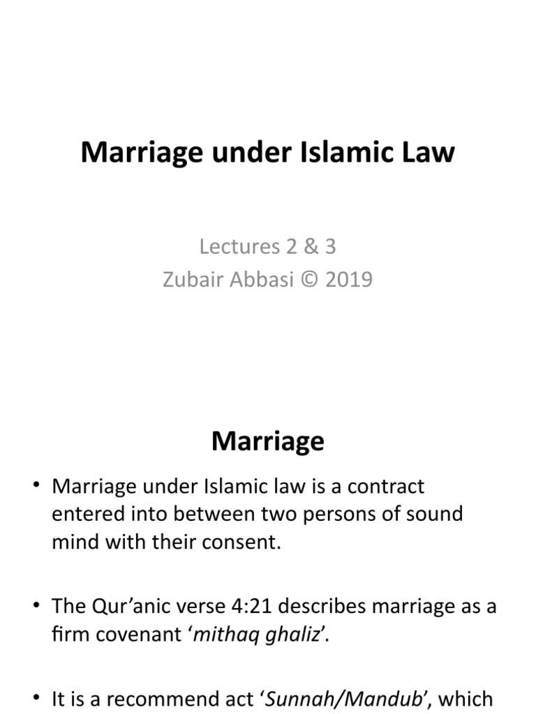 Marriage Under Islamic Law | PDF | Husband | Marriage