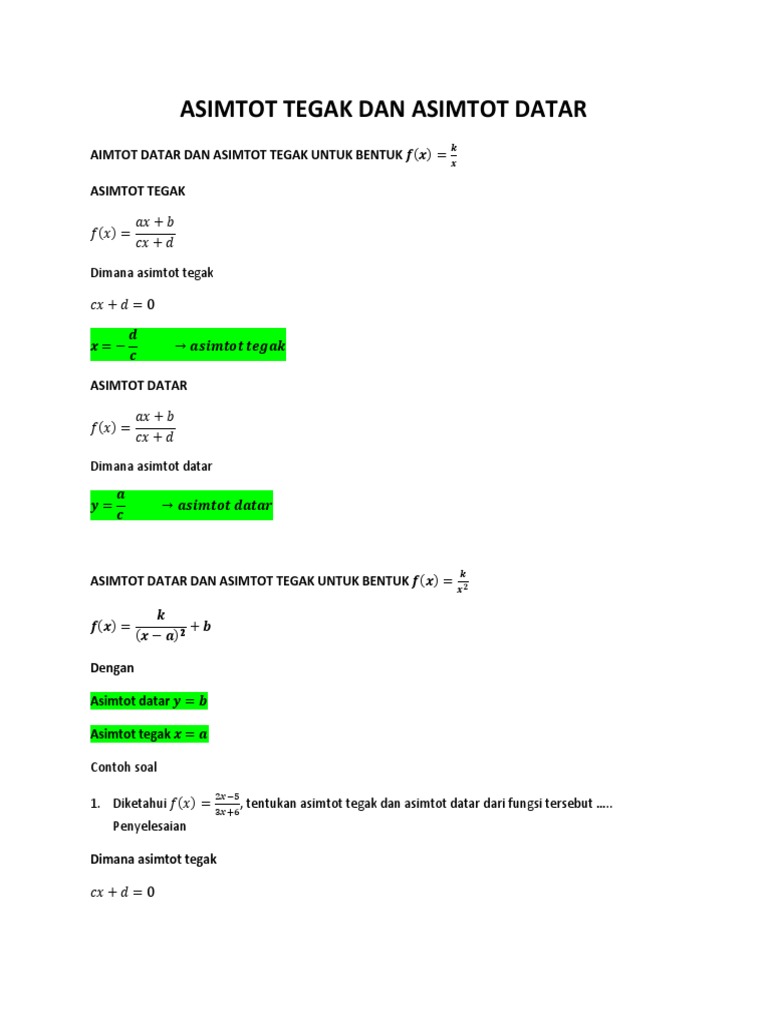Asimtot Tegak Dan Asimtot Datar | PDF | Metode & Bahan Ajar