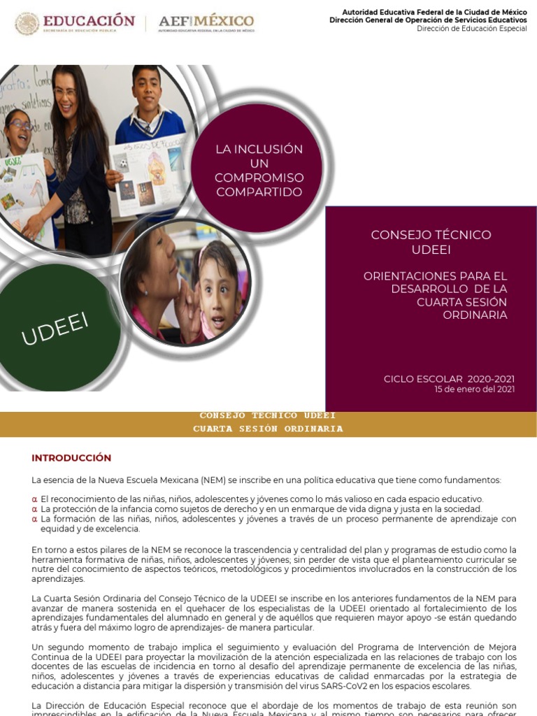 DEE CUARTA SESIÓN CT UDEEI 2021 Final | PDF | Evaluación | La ...