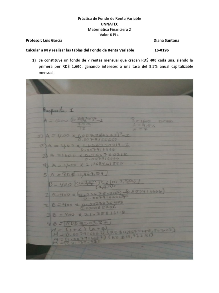 Práctica de Fondo de Renta Variable | PDF | Finanzas Matemáticas | Economía matemática
