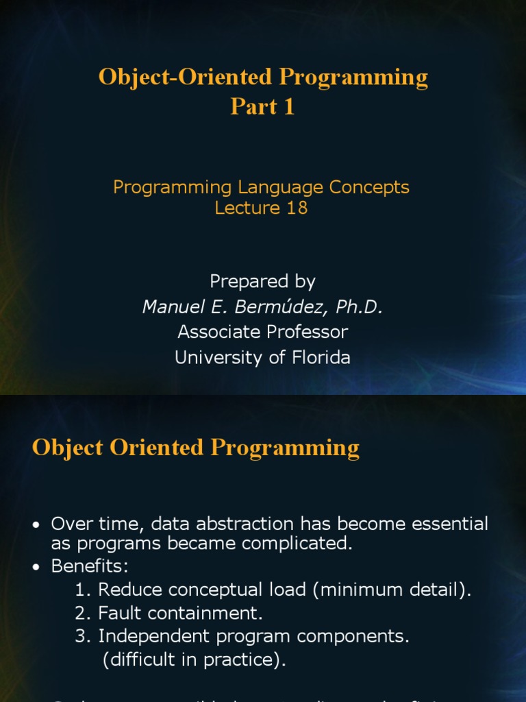An Introduction to Object-Oriented Programming Concepts: Data Abstraction, Encapsulation ...