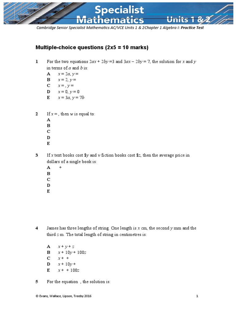 Practice Test - Algebra 1 | PDF | Equations | Algebra