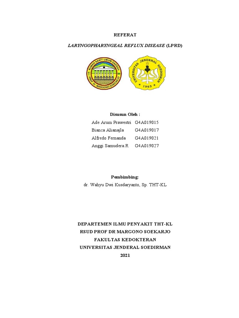 Laryngopharyngeal Reflux Disease (LPRD) : Referat | PDF