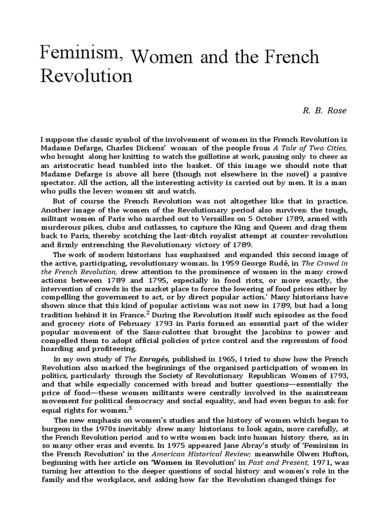 Feminism, Women and The French Revolution: R. B. Rose | PDF | French ...