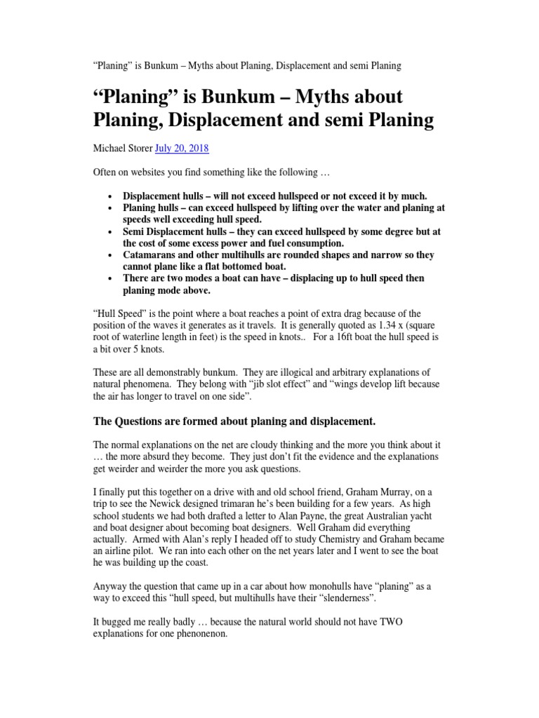 Planing Is Bunkum | PDF | Hull (Watercraft) | Waves