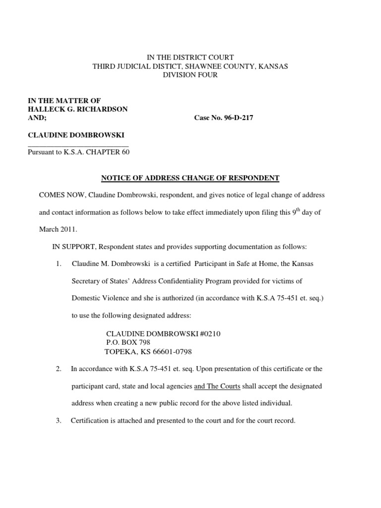 Claudine Dombrowski, Address Confidentiality, Safe at Home, Domestic ...