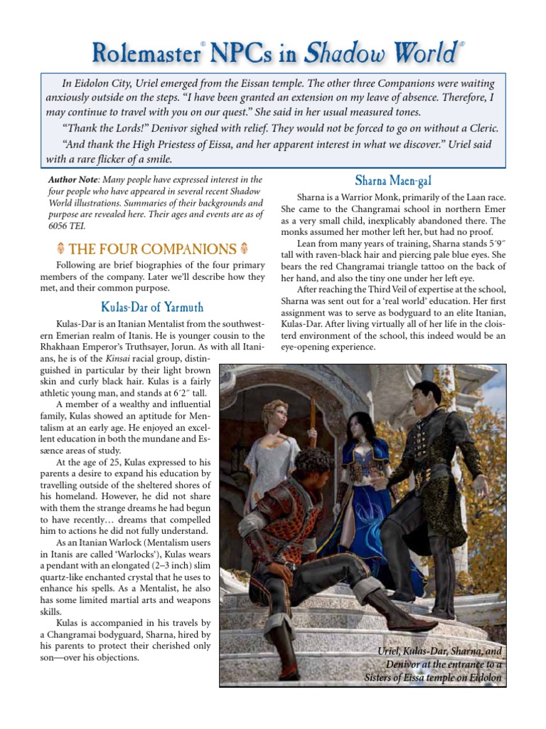 Shadow World Six Rolemaster Heroes | Download Free PDF | Elf (Dungeons ...