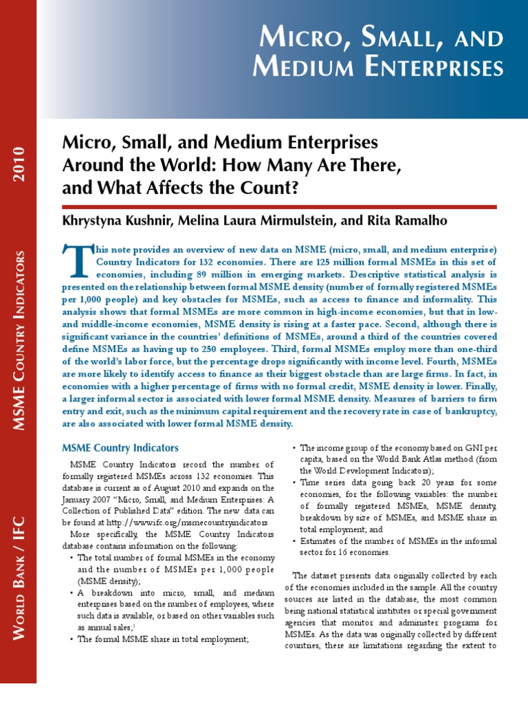 Micro, Small, and Medium Enterprises Around The World: How Many Are ...