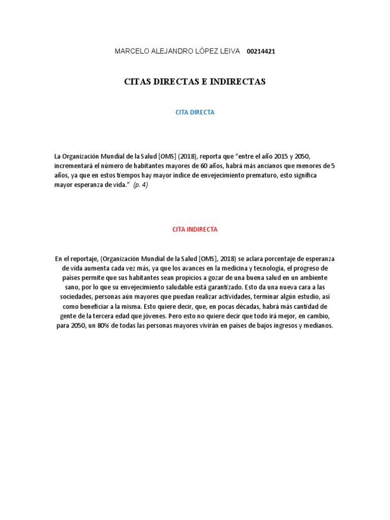 Citas Directas e Indirectas | PDF