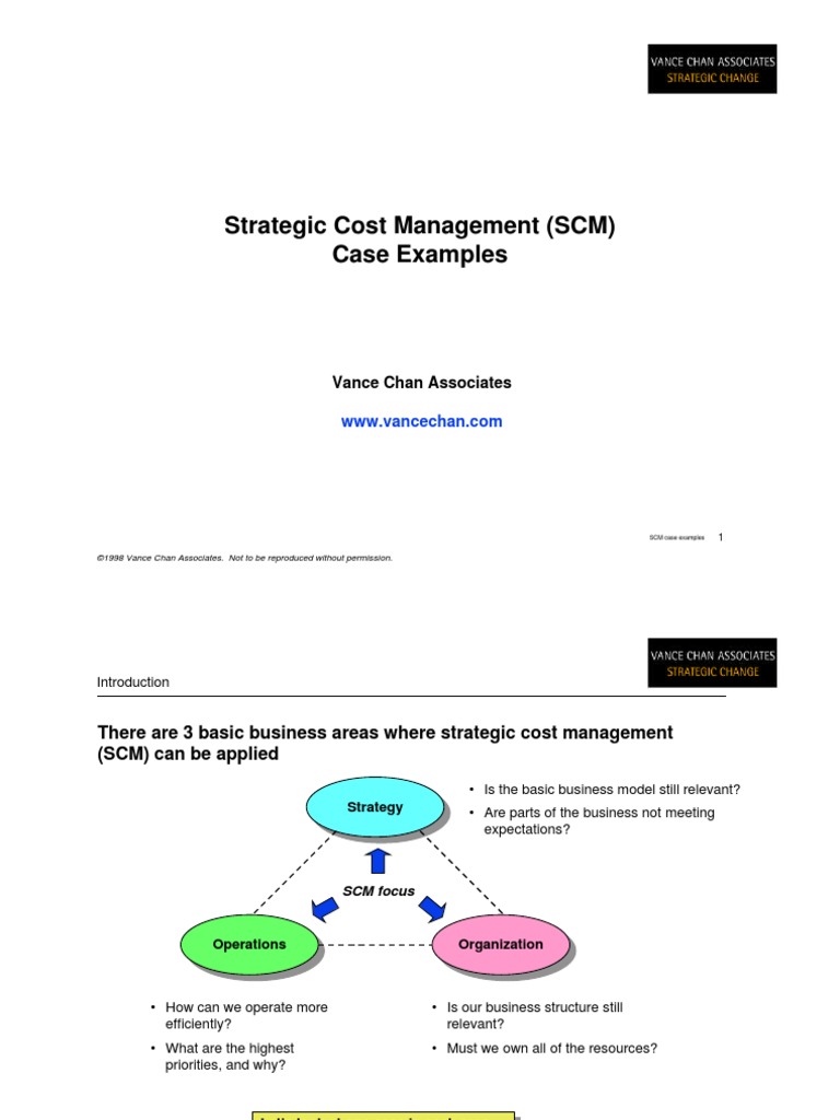 Strategic Cost Management (SCM) Case Examples: Vance Chan Associates ...