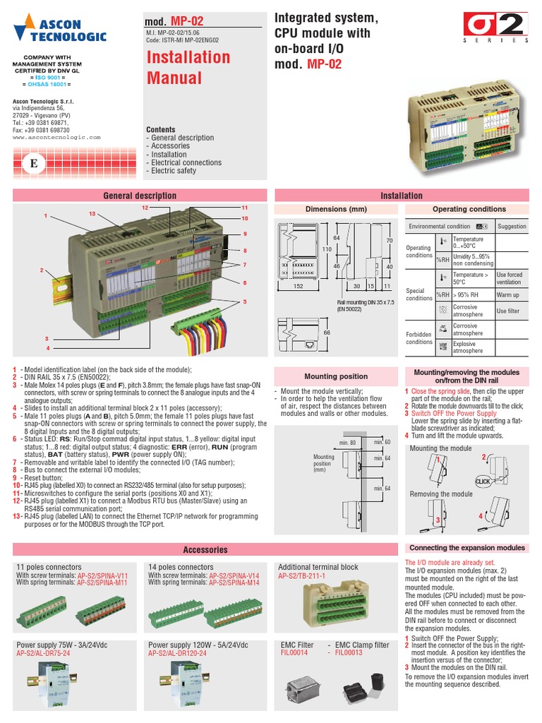 #Ascon MicroPAC MP-02 IOM - en | PDF | Electrical Connector | Power Supply