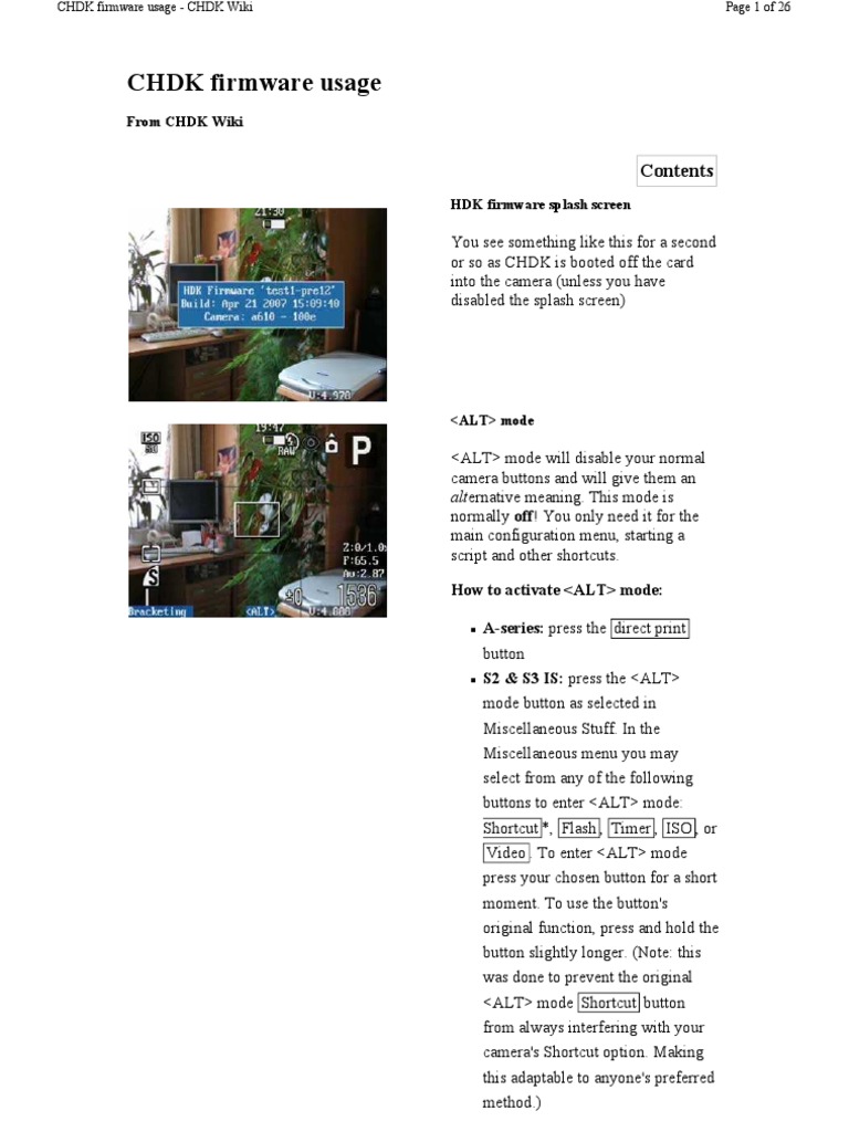 CHDK firmware usage guide for advanced Canon camera control | PDF | Exposure (Photography) | Raw ...