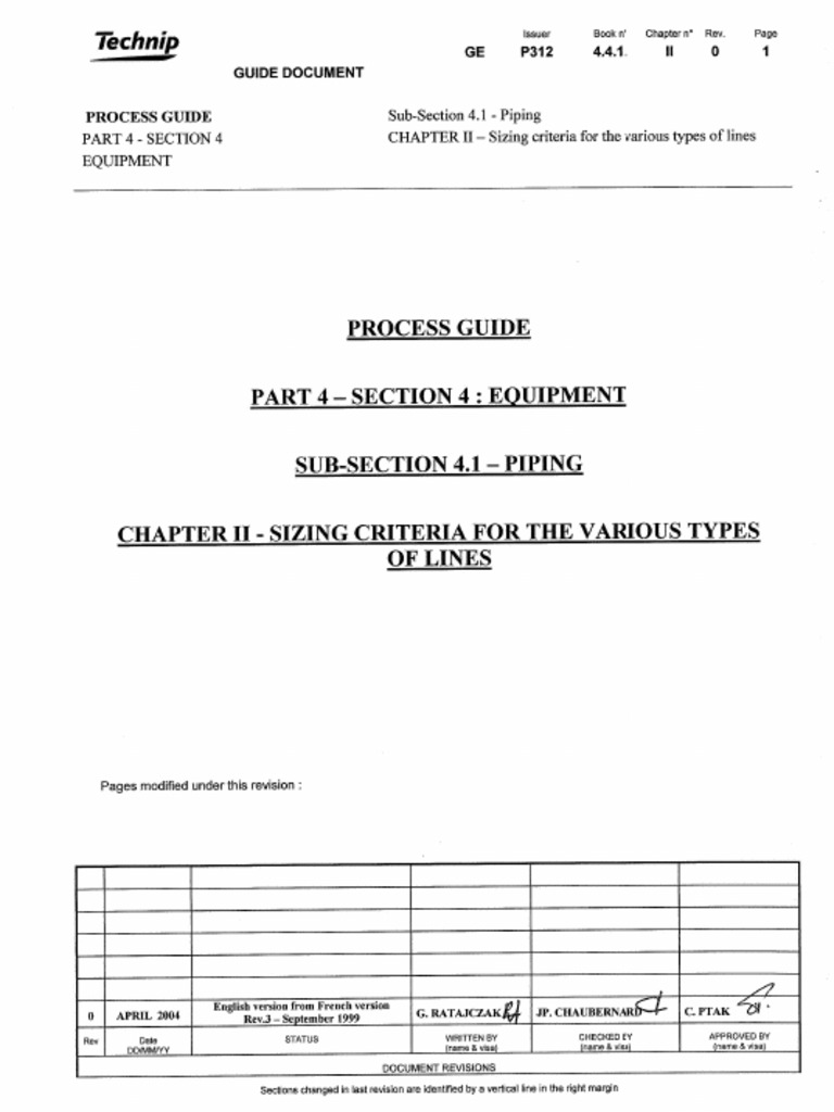 Technip Line Sizing | PDF