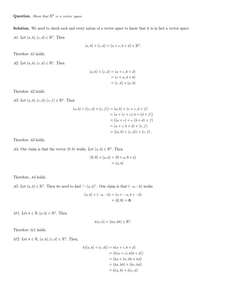 Vector Space Examples PDF Vector Space Algebra