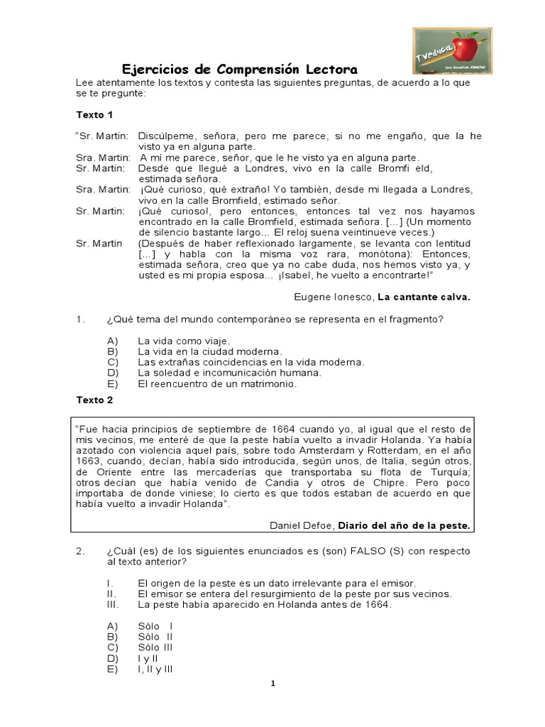 Ejercicios de Comprensión Lectora y Análisis | PDF | Residuos ...