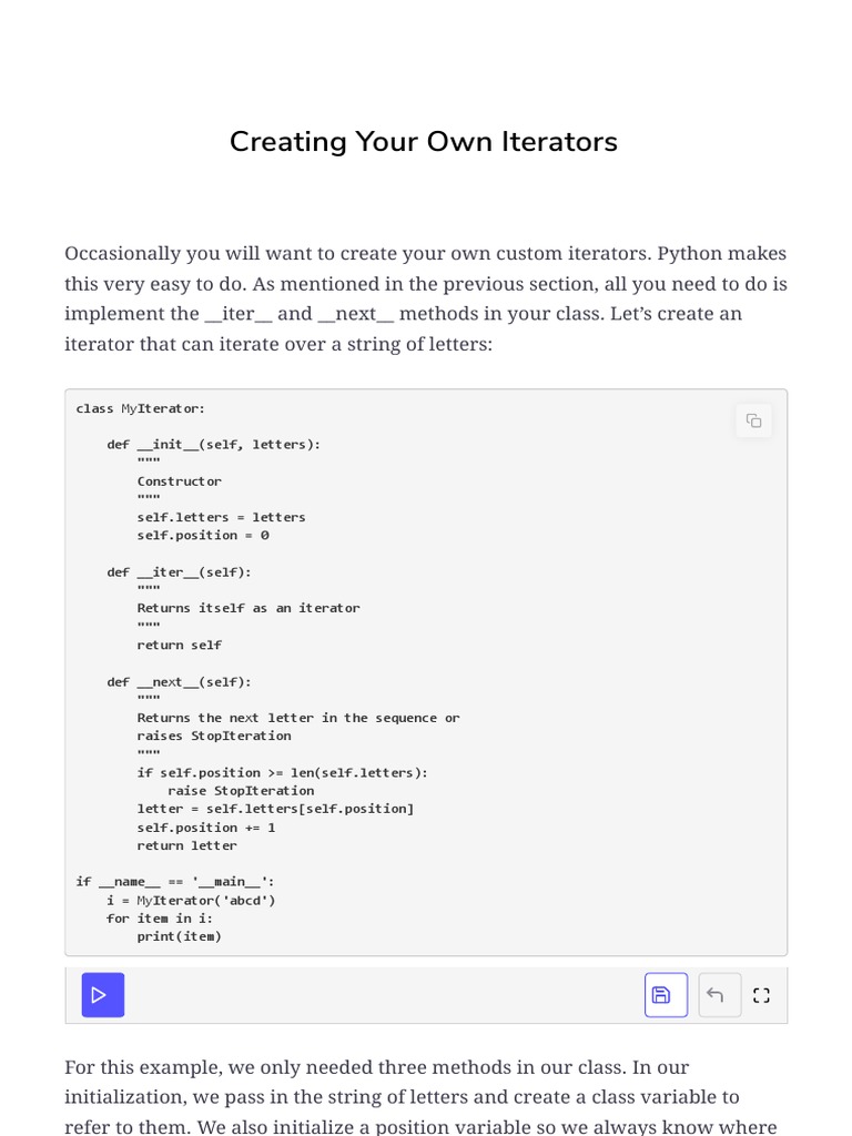 39 Creating Your Own Iterators | PDF | String (Computer Science) | Constructor (Object Oriented ...