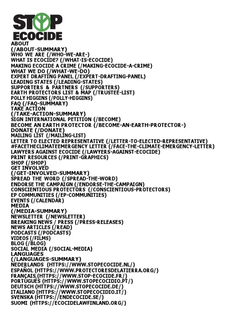 What Is Ecocide - Stop Ecocide | PDF | Mining | Water Pollution