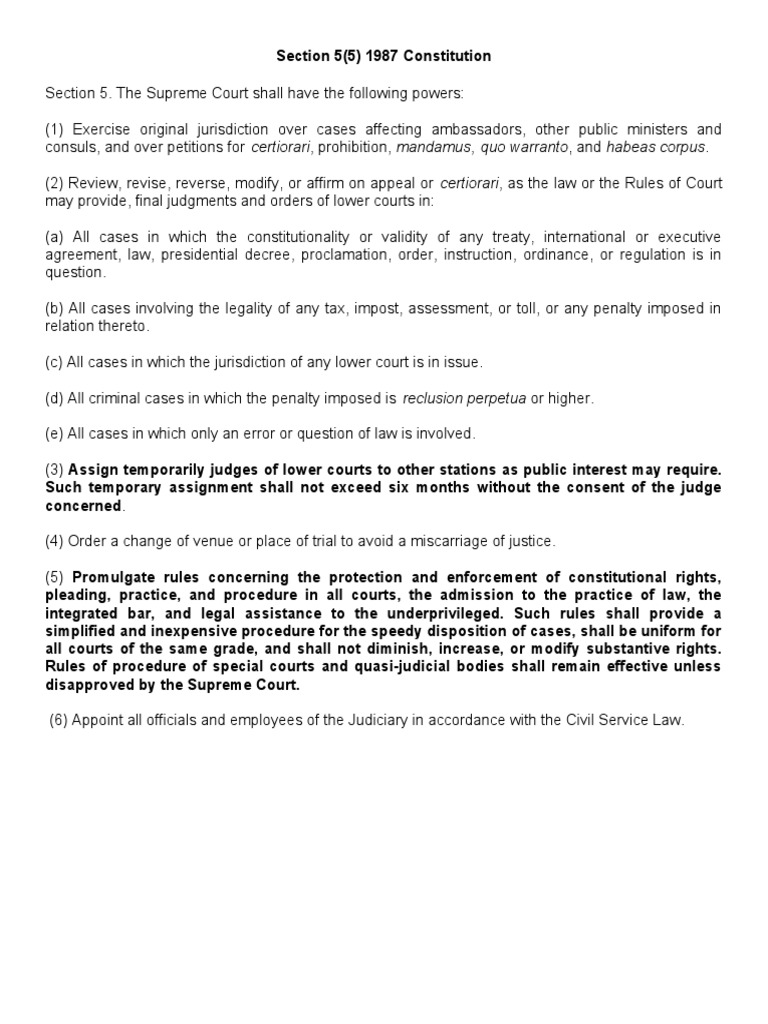 Article 5 Section 5 1987 Constitution | PDF