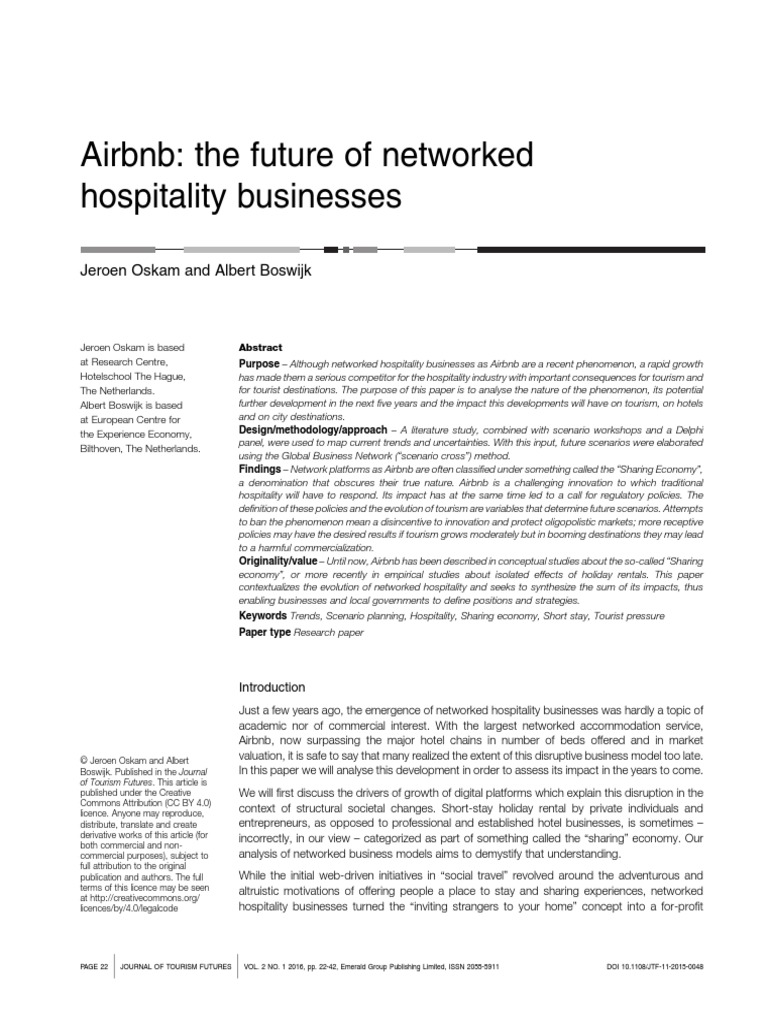 Airbnb: The Future of Networked Hospitality Businesses: Jeroen Oskam ...